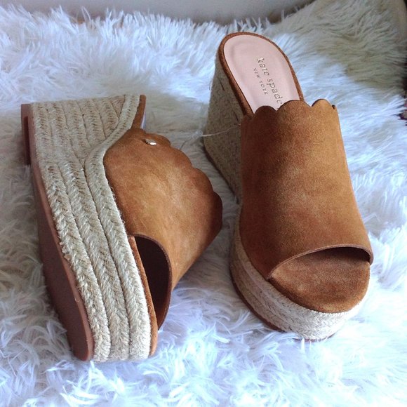 kate spade | Shoes | New Kate Spade Tabby Wedge Mules In Toast | Poshmark